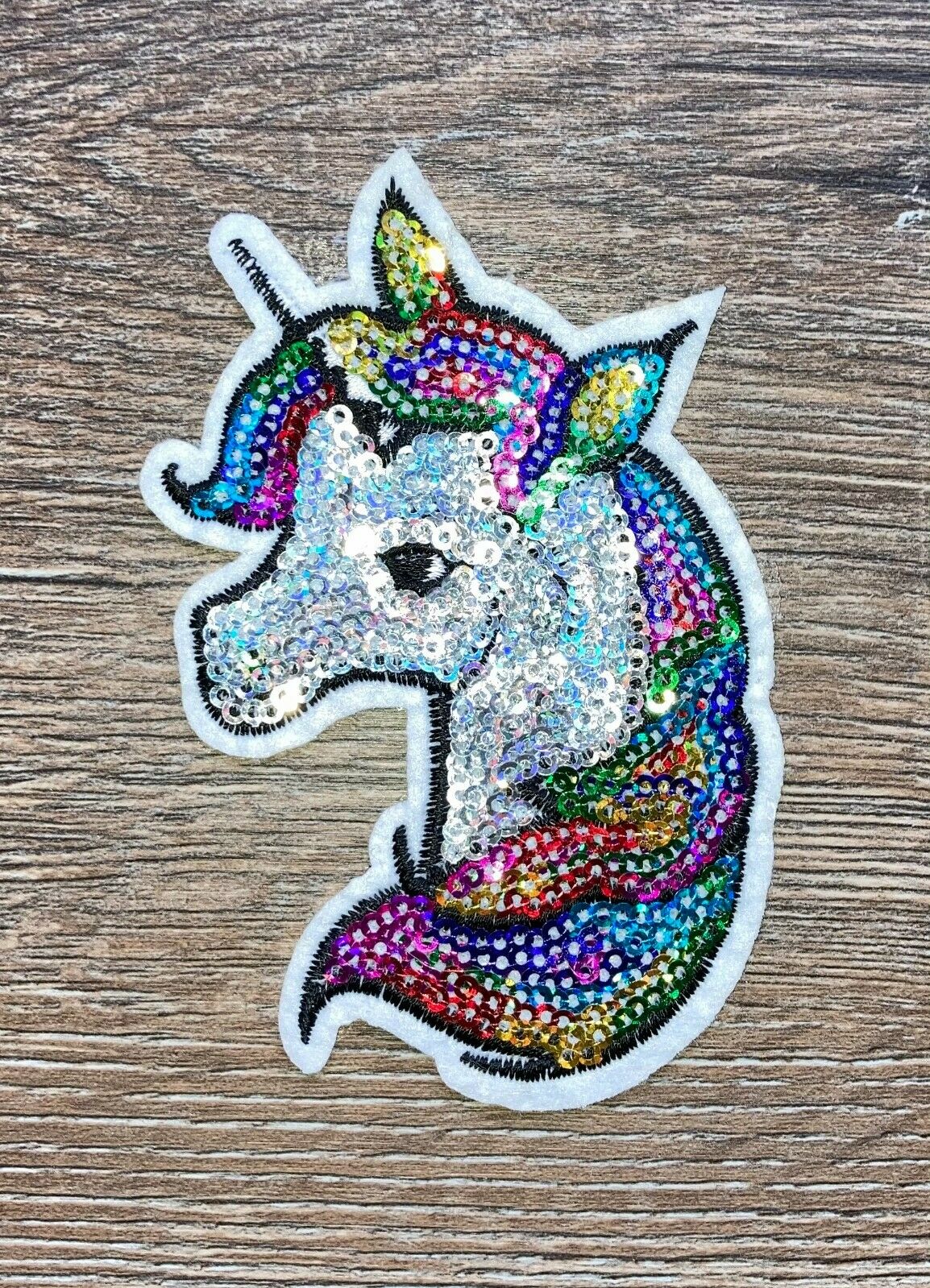 Einhorn Patch Aufnäher Bügelbild Fabeltier Glitzer Pailletten Unicorn - Kisslook.de