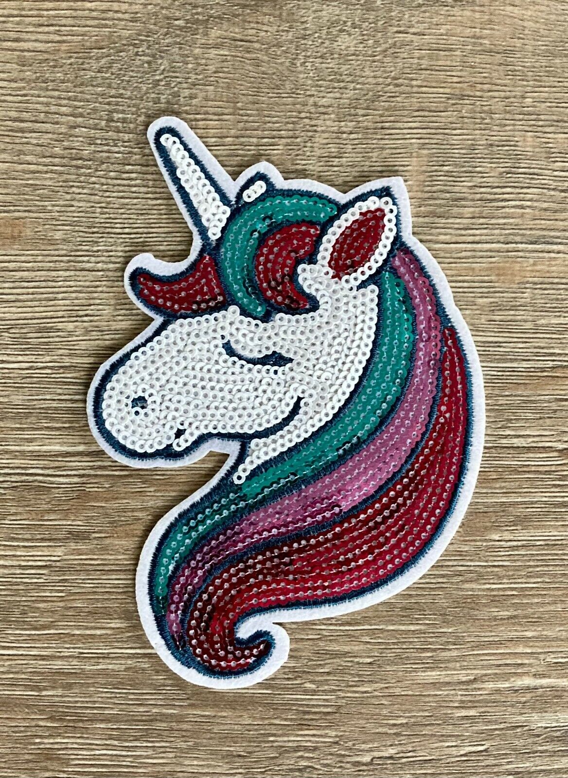 Einhorn Patch Aufnäher Bügelbild Fabeltier Glitzer Pailletten Unicorn - Kisslook.de